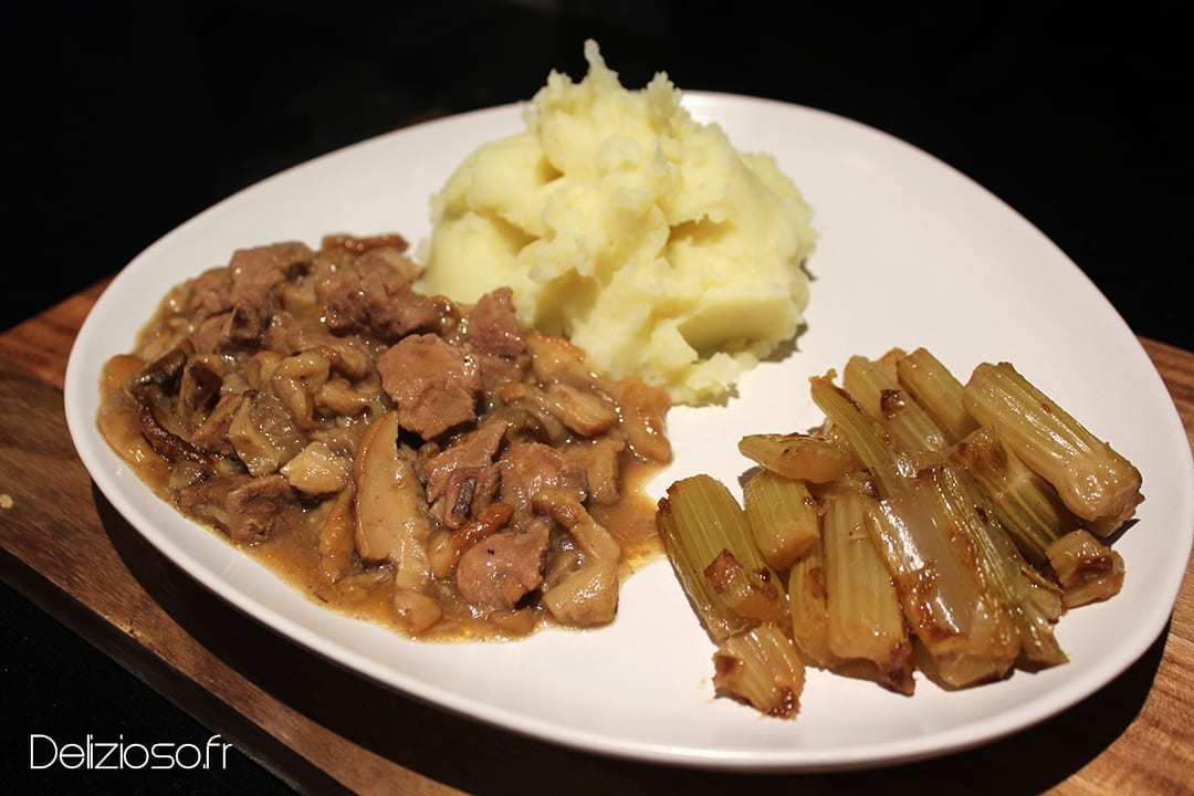 Sauté de veau aux cèpes et sa purée à l'ail - Délizioso